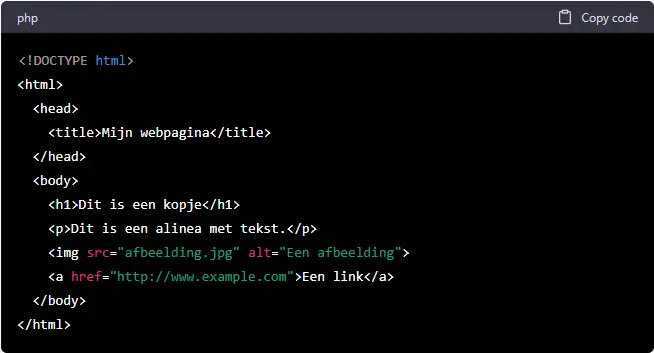 Definitie HTML-code. | Onlinemeersucces.nl